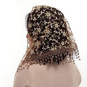 BLESSUME 1pc Women Triangle Pattern Veil Classic Mantilla Soft Lace Chapel Veil