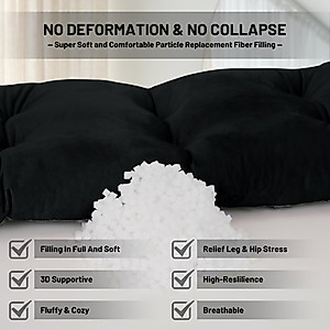 Lokex Anti-Slip Bench Cushion,Soft Durable Window Seat Cushion Indoor,[Velvet] Black, 36"x14"x4"