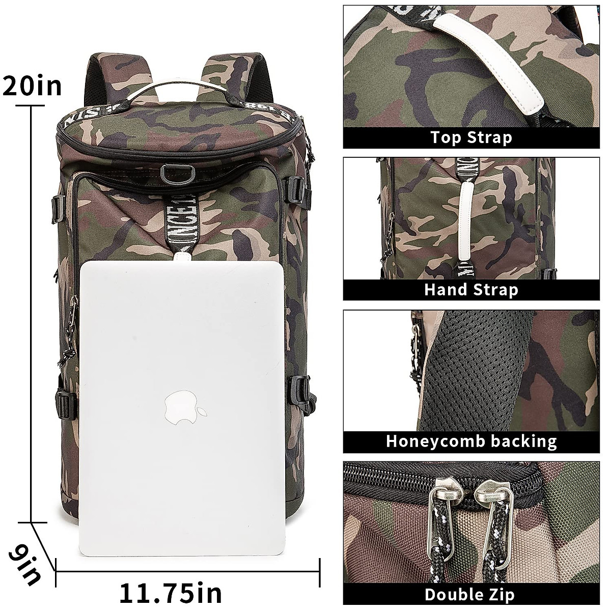 FUNYAGO Outdoor Waterproof Backpack Hiking, Fishing, Camping Large Capacity Multifunctional Backpack, Suitable for Both Men and Women (Camouflage)…