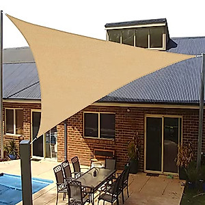 SUNLAX Sun Shade Sail, 10'x10'x10' Sand Triangle Canopy Shades for Outdoor Patio Pergola Cover Sunshade Sails UV Blocking Canovas Covers