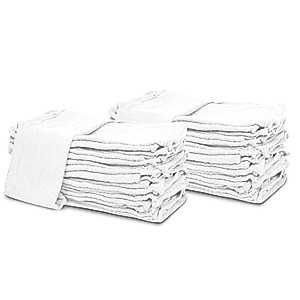 STF Linen Cotton Shop Towels White – (Pack of 150) Size 14x14 Inches Cleaning Rags – Absorbent Shop Rags and Multipurpose Cleaning Towels for Automobiles, Industries, Garage and Homes