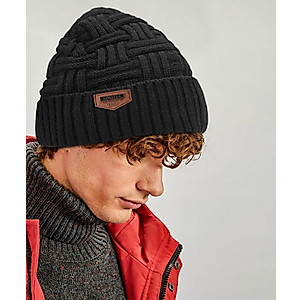 Loritta Winter Hat Warm Knitted Thick Baggy Slouchy Beanie Skull Cap for Men Gifts, C- Black+Gray with Weave, 2 Pack