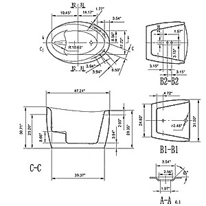 Empava Whirlpool Bathtub Massage Soaking SPA Chromatherapy Jets Tub Model 2021 48JT011