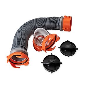Camco 3-Foot Super Heavy-Duty Tote Tank Sewer Hose Kit | 18mil HTS Vinyl (39645), Black
