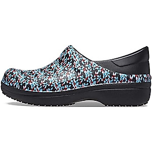 Crocs Women's Neria Pro II Clogs, Slip Resistant Work Shoes, Black/Ice Blue, Numeric_8