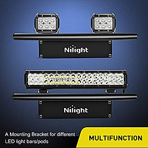 Nilight - 90021B Light Bar Mounting Bracket Front License Plate Frame Bracket Holder for Off-Road Lights LED Work Lamps , 2 Years Warranty
