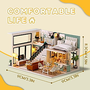 Flever Dollhouse Miniature DIY House Kit Creative Room with Loft Apartment Scene for Romantic Artwork Gift (Comfortable Life)