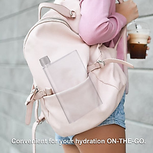 Flat Water Bottles Bulk, 6 Pack 16oz Personalized Clear Water Bottles with Narrow Mouth, Plastic, Leak Proof & Lightweight DIY Gift for Women Men Aunt Teacher Nurse Sports Travel Gym Hiking