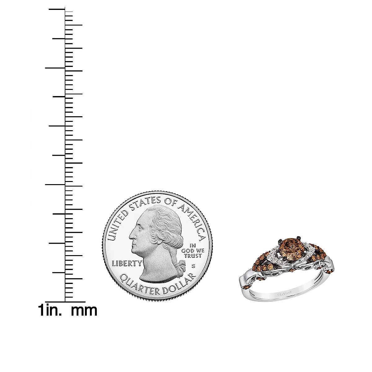 LE VIAN 1 Carat Chocolate and White Diamond Bridal Statement Ring for Women in 14k White Gold (H-I/G-H, VS2-SI1/I1, cttw) Promise Anniversary Ring Size 6.5 by LeVian