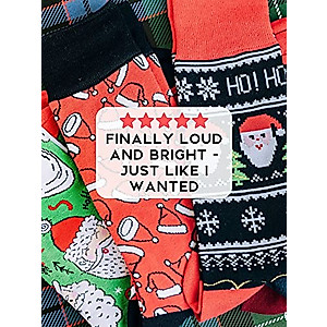 Bolter 6 Pack Men's Christmas Socks Crew Height Dress Socks (Medium, Xmas Party)