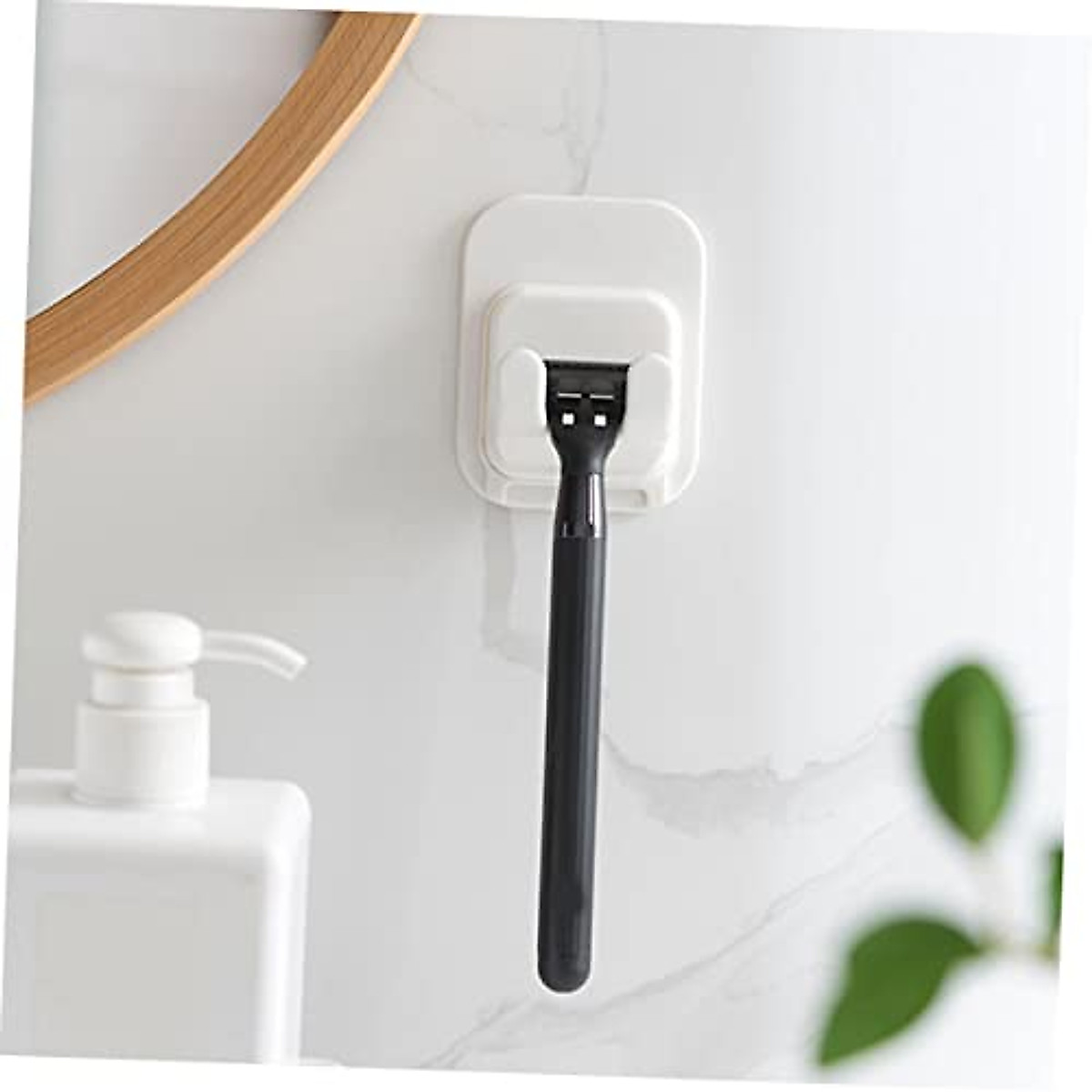 Angoily 4pcs Paste Hook Wall Clothes Rack Razor Hanging Holder Shower Shaver Hooks Adhesive No Punching Abs White