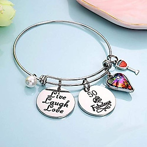 Ursteel 50th Birthday Gifts Women, Gift for 50th Birthday Woman Turning 50 Years Old Birthday Gifts for Sister Women Friends Female, 50 and Fabulous Bracelet Happy 50th Birthday