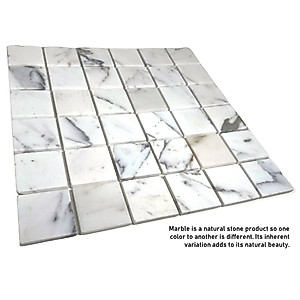 Tenedos Calacatta Gold Marble 2x2 Square Floor and Wall Tile Honed for Kitchen Backsplash| Bathroom| Fireplace Surround