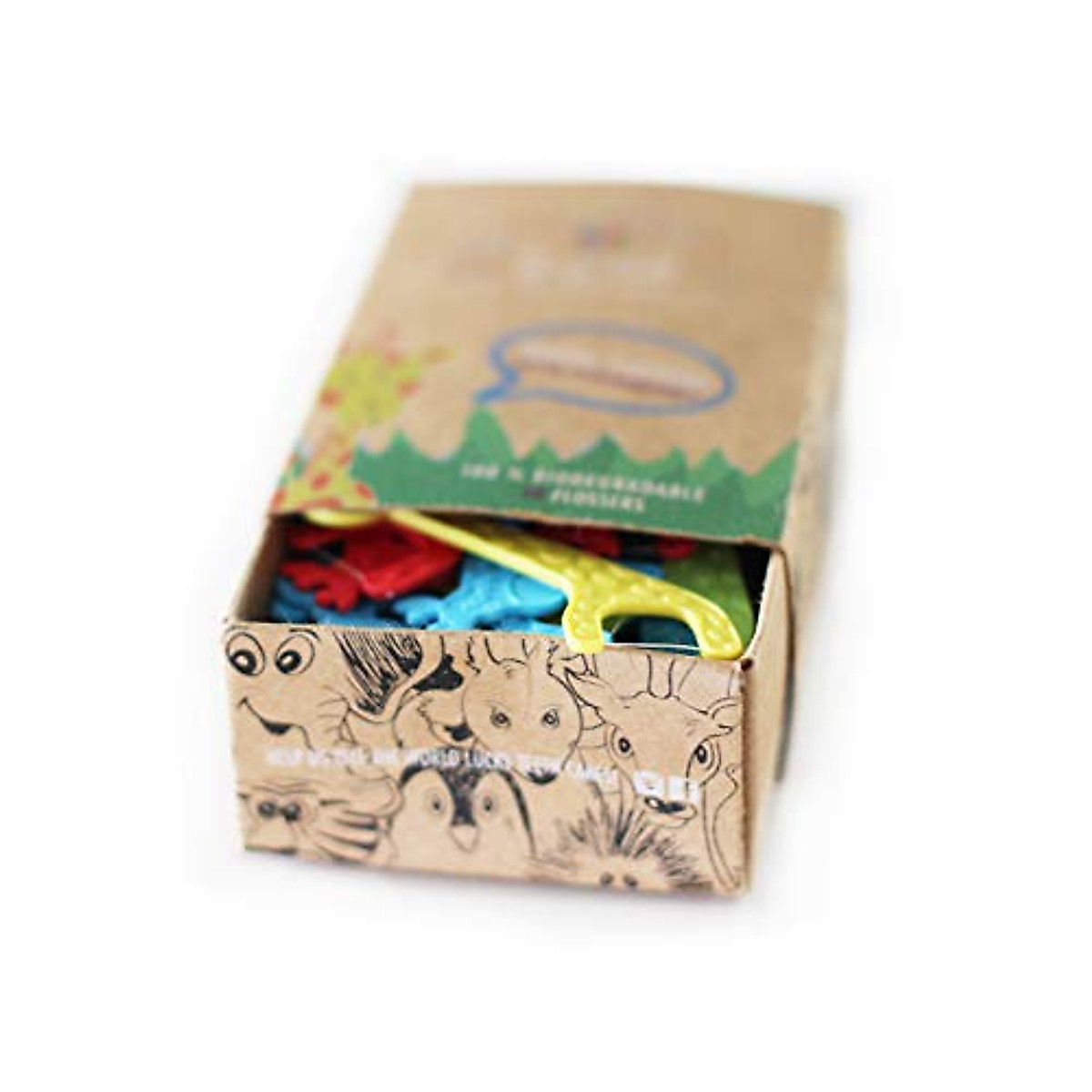 Kids Dental Floss Picks Without Fluoride, Natural Strawberry Flavor. Fun & Colorful Animal Shape Will Make Any Little one Floss. Part Biodegradable & Eco-Friendly. Prevent Tooth Decay & Gum Disease.