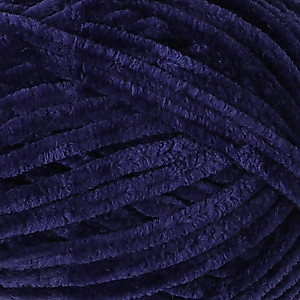 2 Skein La Mia Mellow Velvet Chenille Yarn for Knitting and Crocheting Baby Clothes, Blankets and Accessories, 100% Polyester, 100 gr (3.5 oz) / 115 m (125 Yards), Super Bulky, Navy Blue - 917