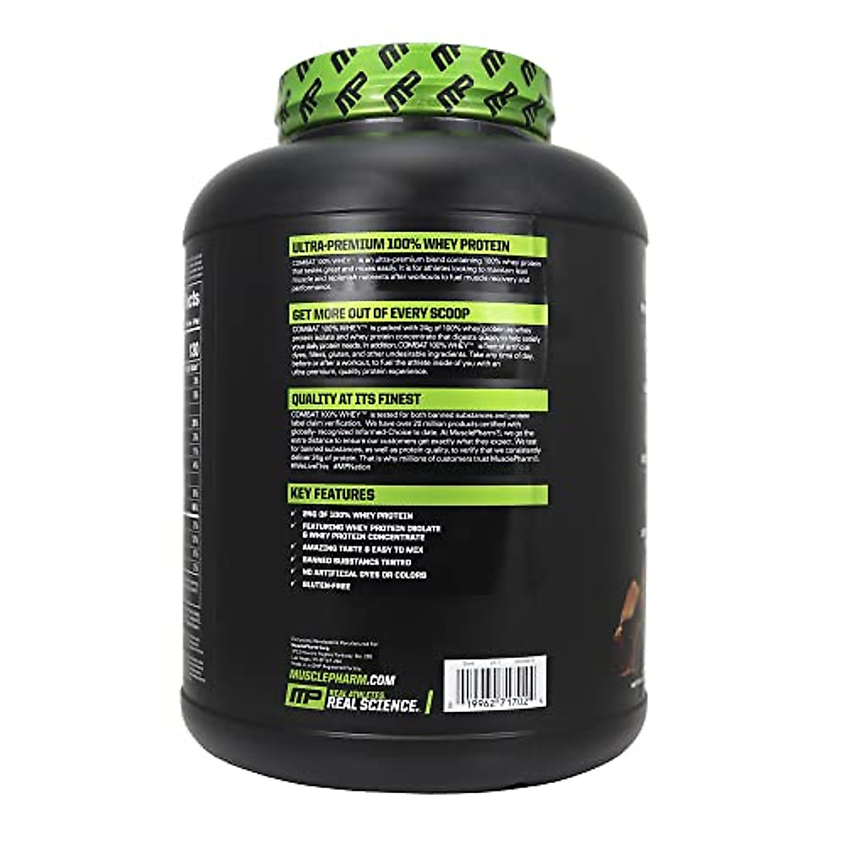 Muscle Pharm Combat 100% Whey, Chocolate Milk - 5 lb Protein Powder - Gluten Free - 70 Servings