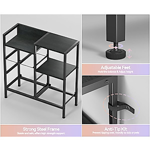 Furnulem Dresser for Bedroom Organization Fabric Dresser Units with 5 Storage Drawers Sturdy 2 Tier Shelf Large Space Dresser Bedroom Dresser for Hallway Entryway Dorm Black