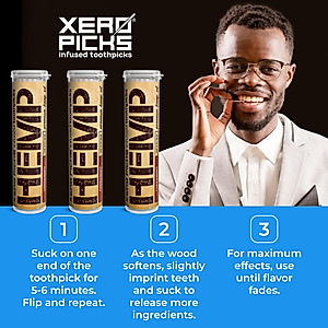 Xero Picks Infused Toothpicks with Hemp Extract (30 Picks) (Cinnamint) - 3 Pack