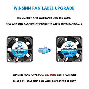 WINSINN 25mm Fan 24V, 3D Printer Micro 24 Volt Fans 2510 Dual Ball Bearing, Brushless Cooling 25mmx10mm 2PIN (Pack of 2Pcs)