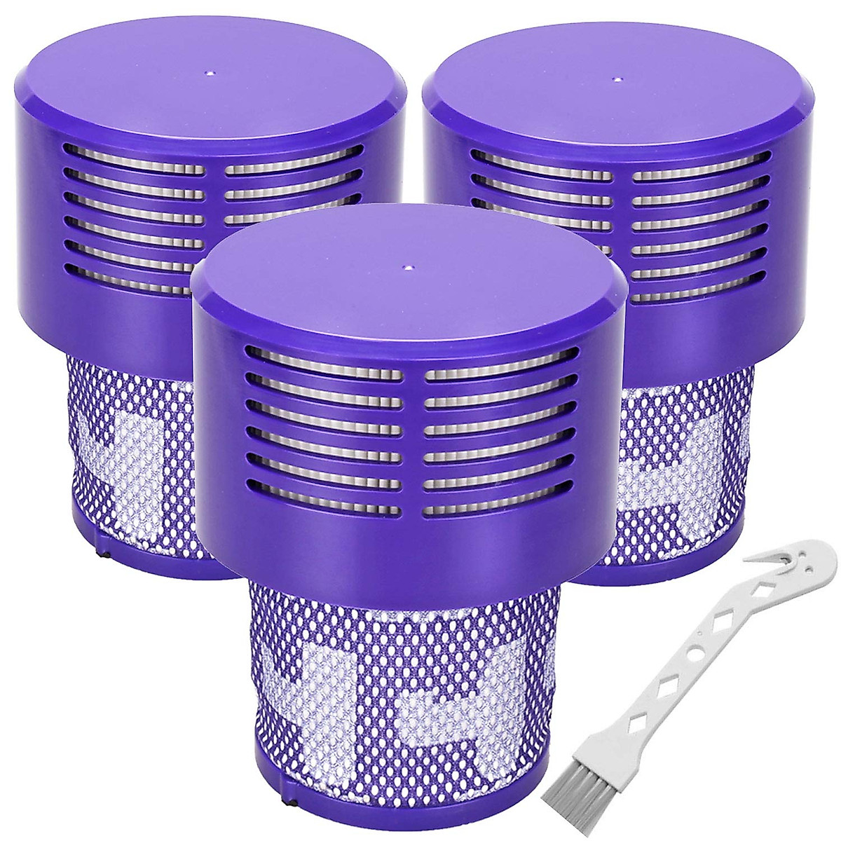 LhhTing Replacement V10 Filters for Dyson V10 Cyclone Series, V10 Absolute, V10 Animal, V10 Total Clean, SV12, Replace Part No. 969082-01, 3 Pack Filters and 1 Clean Brush