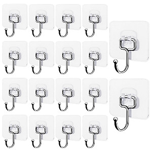 CZBZYMYYY Adhesive Utility Hooks, 18 Pack Wall Hooks for Hanging, Heavy Duty Large Hooks, Waterproof and Rustproof Sticky Hooks for Keys Shower Towel Robe Bathroom Home Kitchen&Office
