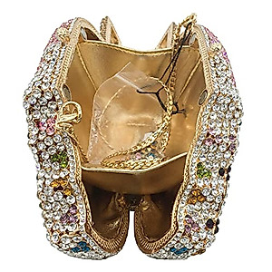 UMREN Women Cute Ice Cream Shaped Evening Clutch Rhinestone Crystal Bag Crossbody Purse Wedding Party Cocktail Handbag Peach