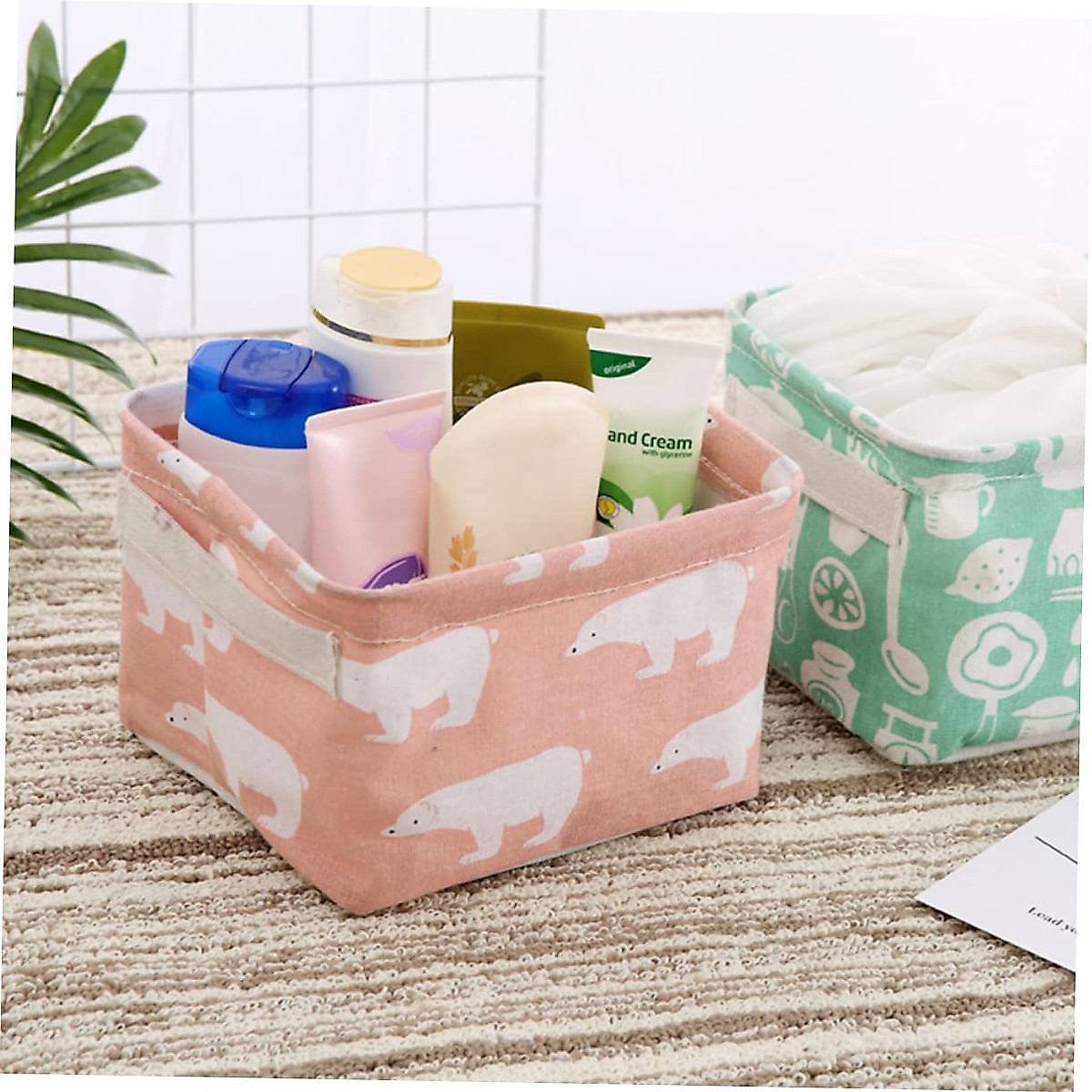 MAGICLULU 6pcs Cartoon Storage Basket Cotton Linen Basket Storage Holder Storage Container