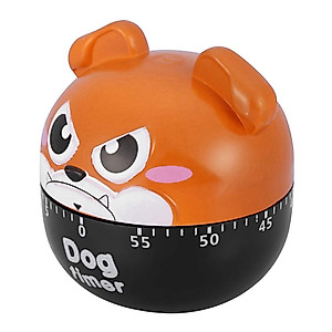 60 Minute Mechanical Kitchen Timer, Cute Dog Kitchen Timer for Cooking and Exercise Timing Manual Winding Up Kitchen Countdown Timer Management Tool (Reddish Brown)