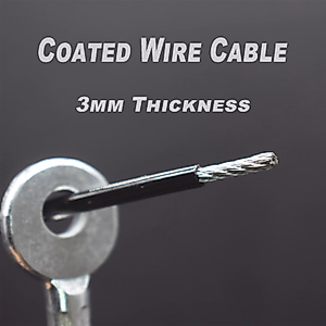 Bytiyar 10 pcs 20 inch (50cm) 3mm Thickness Galvanized Steel Wire Cable Eyelets Ended Short Rope Lanyard Safety Tether Chain Lock with Vinyl Coated Cover Black