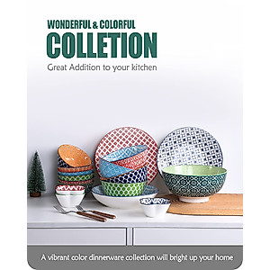 Large Pasta Bowls Set of 6 - Ceramic Salad Serving Bowls, Wide and Shallow 30 Ounce Deep Pasta Plates for Soup, Microwave and Dishwasher Safe