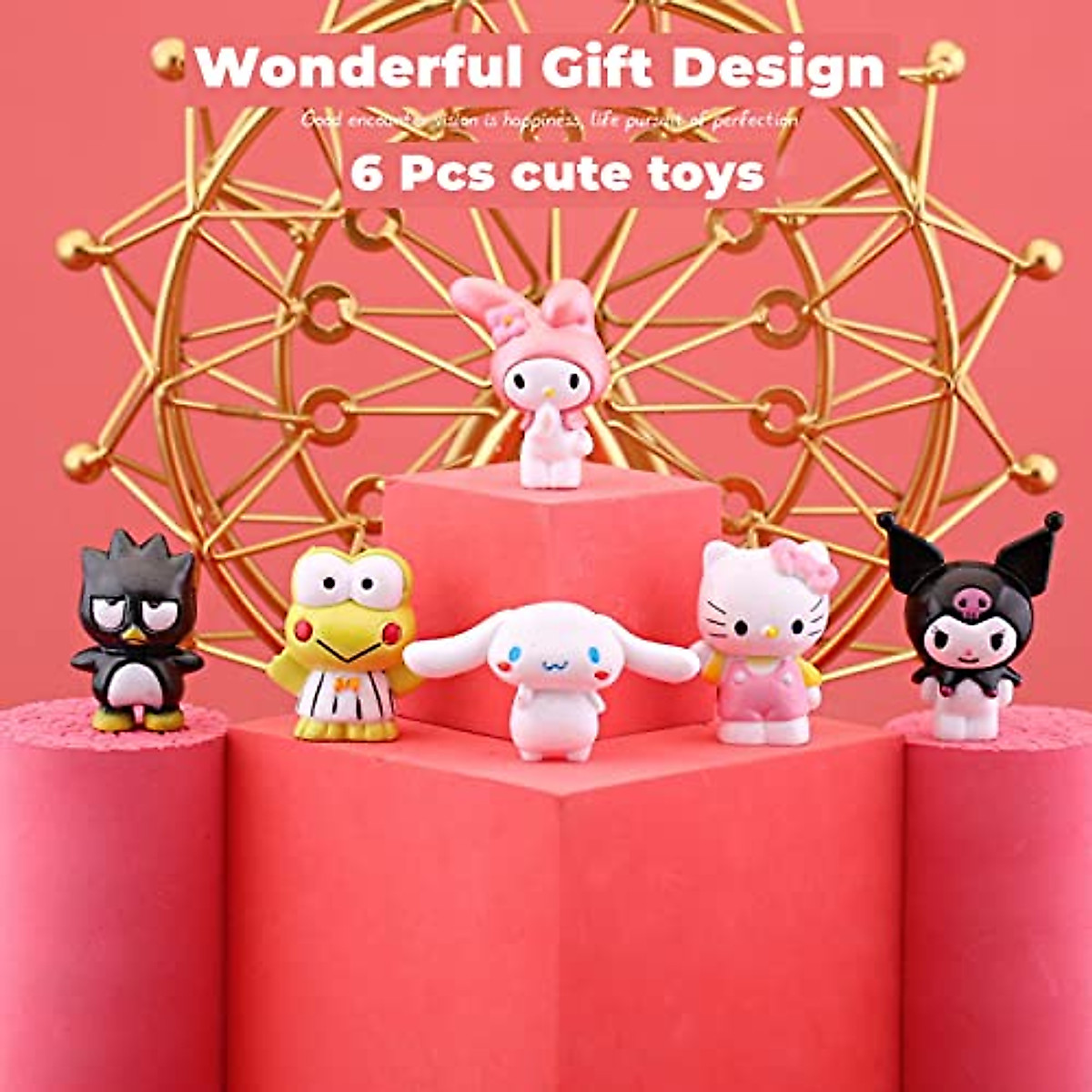 BOBOCOOM 6 Pcs Cute Cartoon Animal Figures Set, Cake Toppers, Christmas, Birthday Presents, Party Supplies