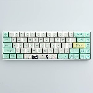 Hyekit PBT Keycaps 130 Keys Cat Keycaps Dye-Sublimation Cute Keycaps XDA Profile Custom Keycaps for Cherry Gateron MX Switches Mechanical Keyboards