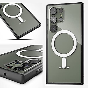 Encased 2-in-1 Magnetic Wireless Charger with Case for Samsung Galaxy S23 Ultra - MagSafe Compatible Charger is Included (2023 Ultra-6.8") Clear