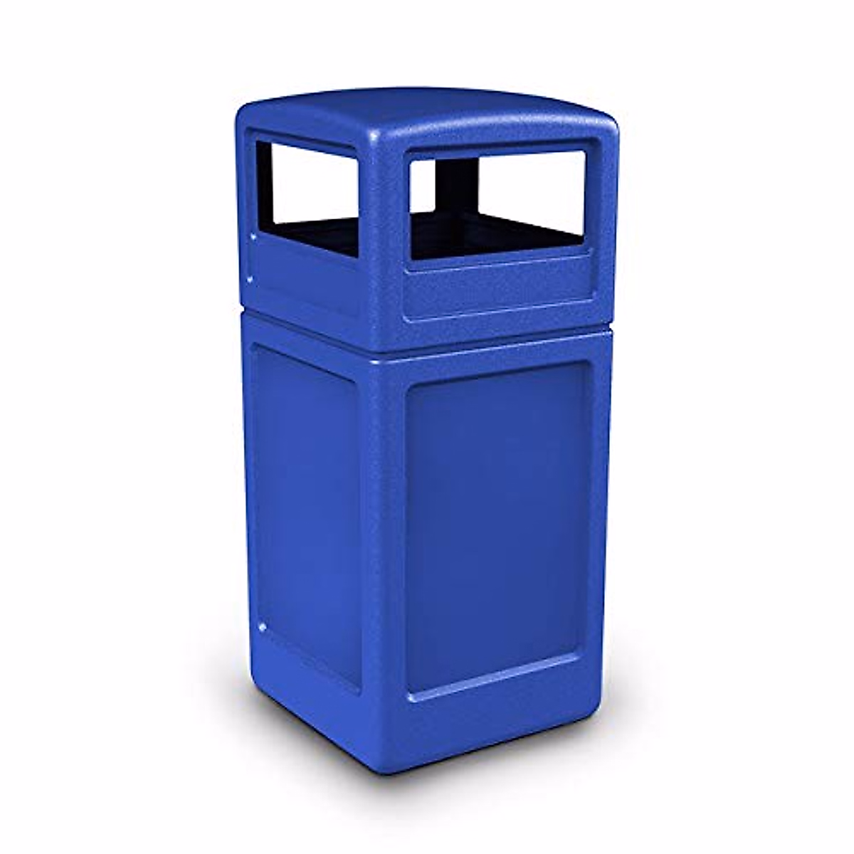 DCI Marketing Commercial Zone Products 73290499 42-Gallon Square Waste Container with Dome Lid Blue