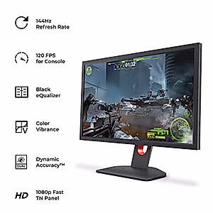 BenQ ZOWIE XL2411K 24-Inch 144Hz Gaming Monitor | 1080P | Smaller Base | Ergonomic Stand | XL Setting to Share | Customizable Quick Menu | DyAc | 120Hz Compatible for PS5 and Xbox series X, Dark Grey