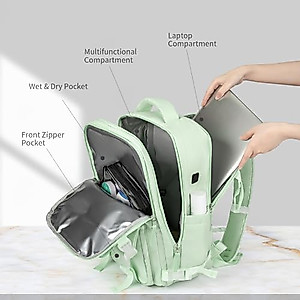 PARAPOGEE Women Travel Backpack, 25L Waterproof Laptop Daypack for Traveling Camping, Small Carry On Flight Approved Backpacks (Green)