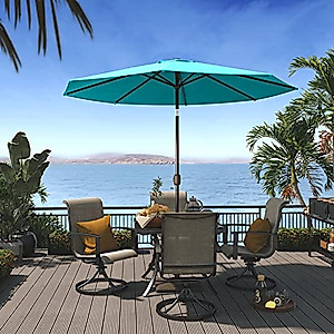 Grand patio 9 FT Enhanced Aluminum Patio Umbrella, UV Protected outdoor Umbrella with Auto Crank and Push Button Tilt, Blue