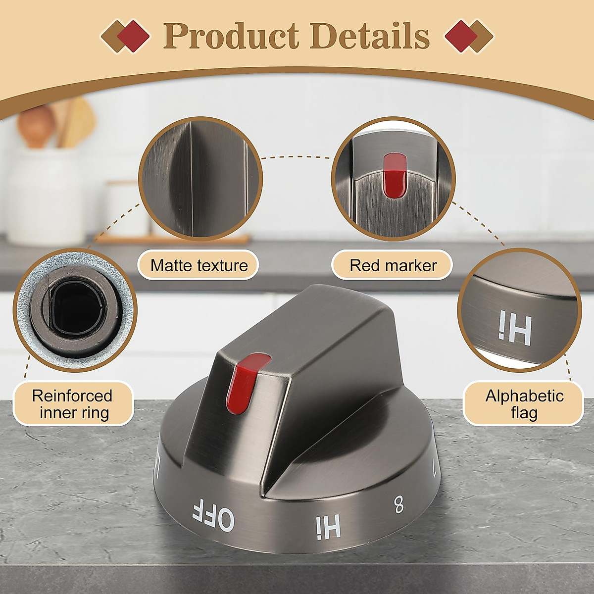 DG94-03500A/Z (4PCS) for samsung Stove Knob Replacement, DG94-03500Y DG94-03500Z for samsung Electric Stove/Oven Knobs Replacement, Compatible with NE63T8111SG/AA NE63T8311SG/AA