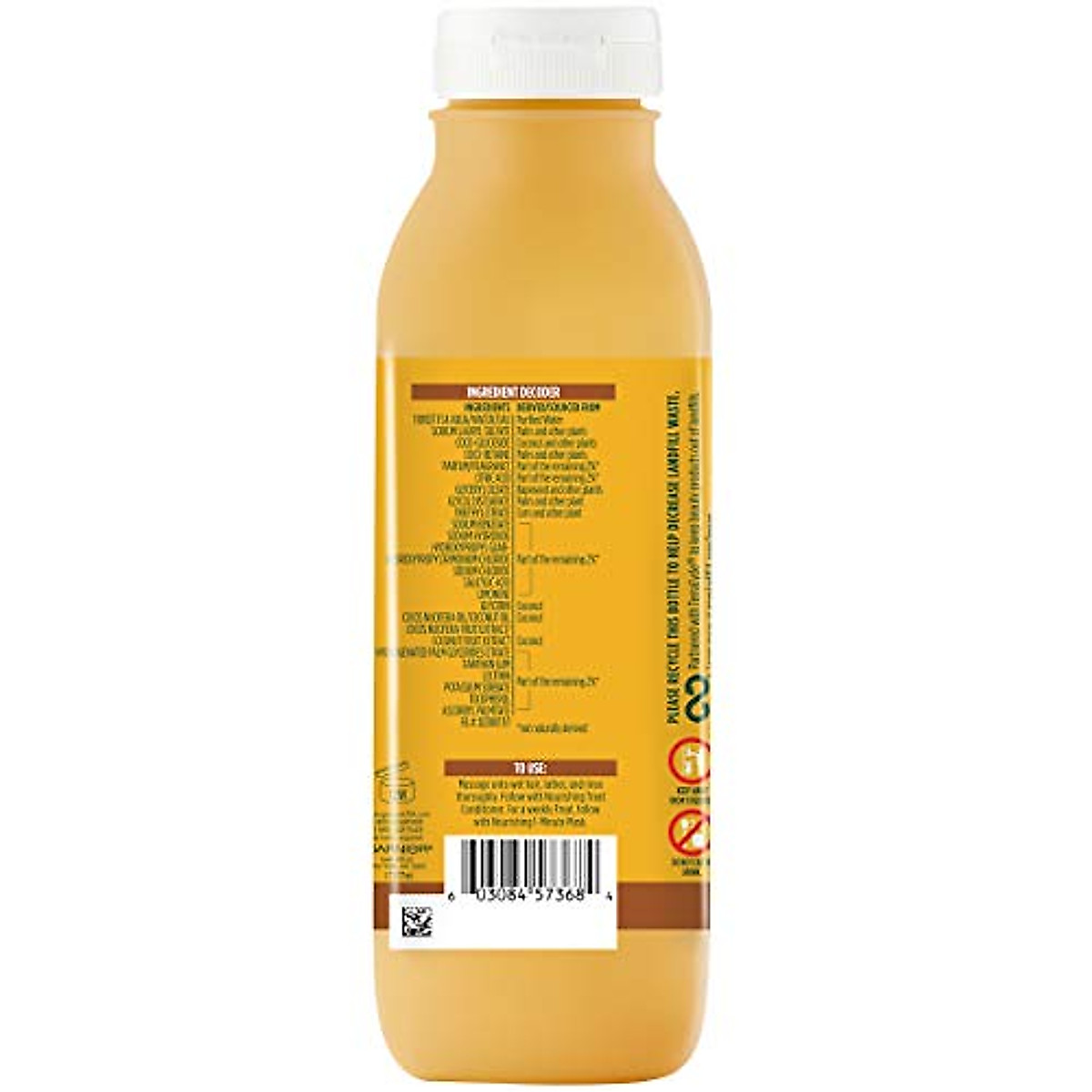 Garnier Fructis Nourishing Treat Shampoo, 98 Percent Naturally Derived Ingredients, Coconut, Nourish and Soften for Dry Hair, 11.8 Fl Oz