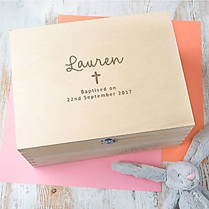 Personalized Baptism Keepsake Box - Baptism Gifts for Baby Girl or Boy - Engraved Wooden Keepsake - Memory Box