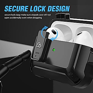 Valkit Compatible Airpods Pro 2nd/1st Generation Case Cover with Lock, Military AirPod Pro 2 Case with Keychain & Lanyard Cool Shockproof Protective Case for AirPod Pro 2nd/1st Gen(2023/2022/2019)