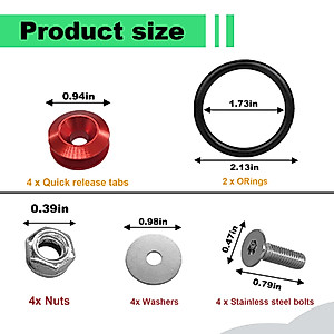 Quick Release Fastener Kit, Bumper Trunk Quick Release Front Rear Bumper Fastener Kit for Front Rear Bumper Trunk Fender Hatch Lids, Universal Car Bumper (Red)