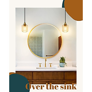 FOITTON Gold Pendant Light Fixtures, 1-Light Hanging Light Fixtures with Seeded Glass Shade, Adjustable Height, Modern Pendant Lighting for Kitchen Island Dining Room