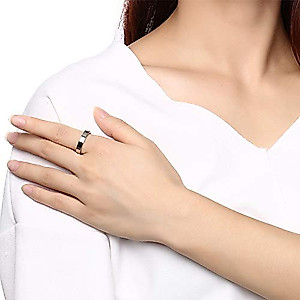 MZZJ BFF Ring for 2 Personazlied BFF Friendship Jewelry Pinky Promise Pinky Swear Minimalist6MM Rose Gold Plated Stainless Steel Flat Stackable Knuckle Ring Band,Graduation Bridesmaid Gift