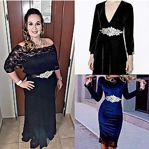 Belts for Women Dresses Plus Size Black Sash Rhinestone Bridal Belts Wedding Dress Satin Ribbon Dressy Belt for Evening Bridesmaid Dresses Church Party Ball Gowns Prom Casual Dresses