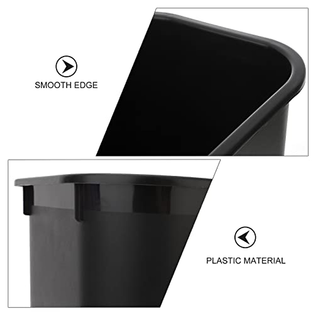 VILLCASE Office Decor Decor Container Bin, Household Small Trash Can, Waste Can Disposal Container for Home, Kitchen, Office (11.79X11.40X8.45inch, Black) Office Table Garbage Car Decor