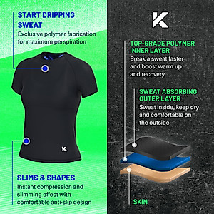 Kewlioo Women's Heat Trapping Sauna Shirt - Sweat Vest Compression Shapewear - Sauna Suit Top (Black, L)