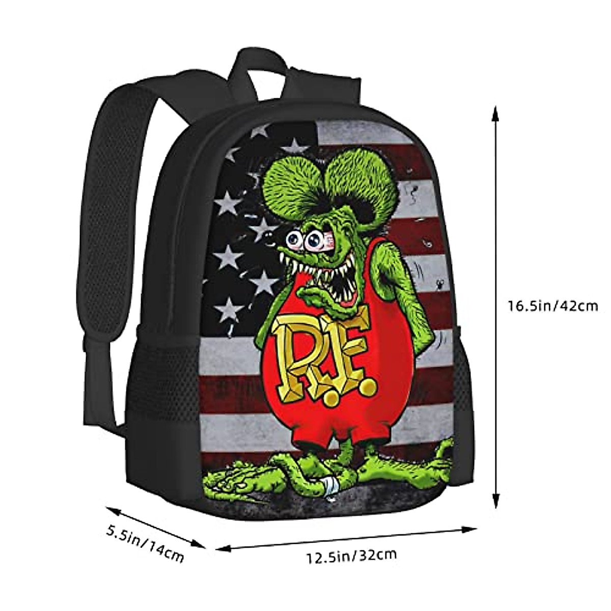 Rat Anime Cute Fink Backpack Computer Bag Shoulders Daypack Business Unisex Backpack Lightweight 3D Print Backpack Gifts with Bottle Side Pockets
