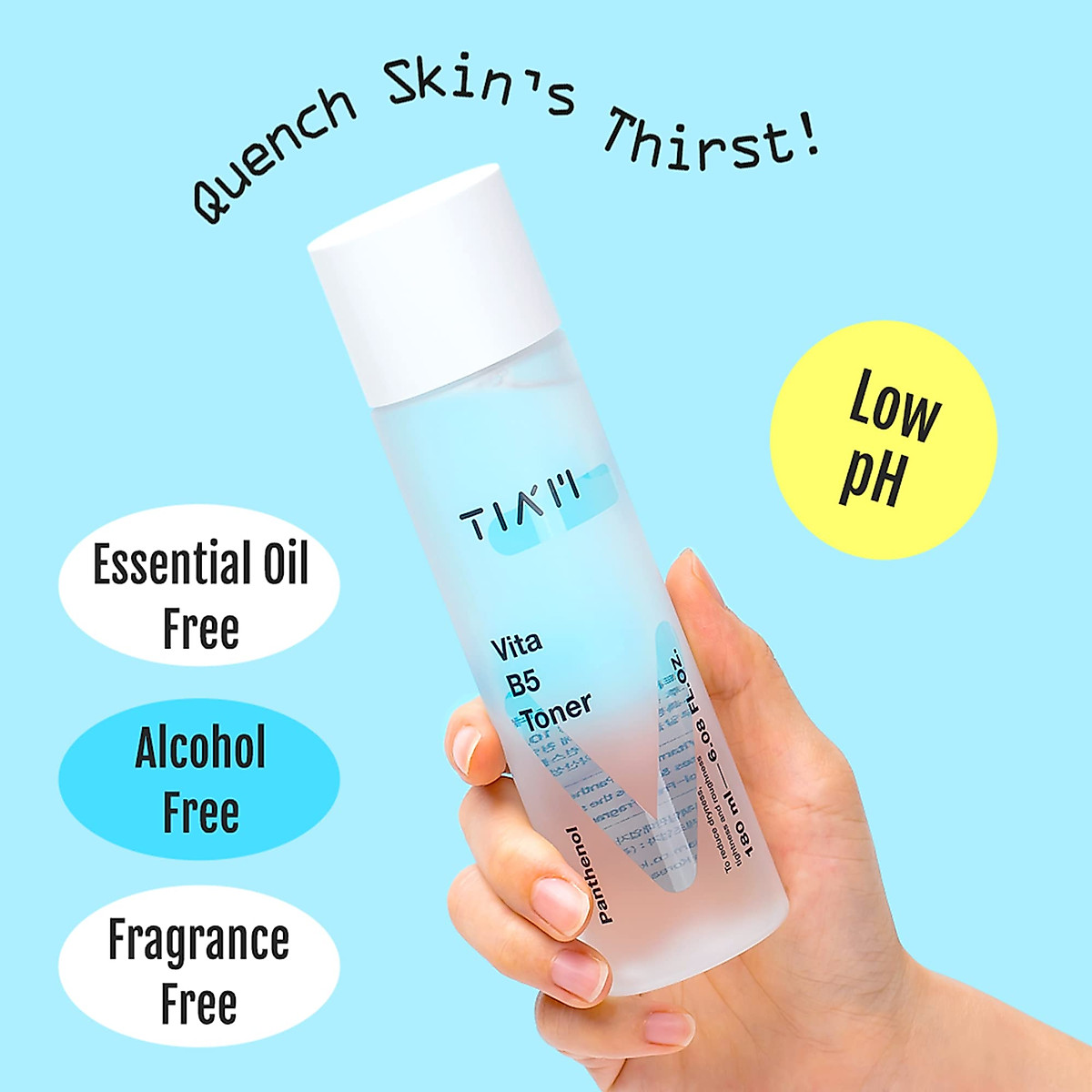 TIAM Vita B5 Toner, Deep Hydrating Toner Korean, Low pH Toner for Dry Sensitive Skin, Toner for Combination Skin, b5 Vitamin, Alcohol Free, Fragrance Free, 6.1 Fl Oz
