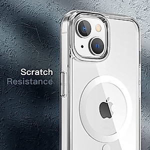 JETech Magnetic Case for iPhone 14 Plus 6.7-Inch Compatible with MagSafe Wireless Charging, Shockproof Phone Bumper Cover, Anti-Scratch Clear Back (Clear)